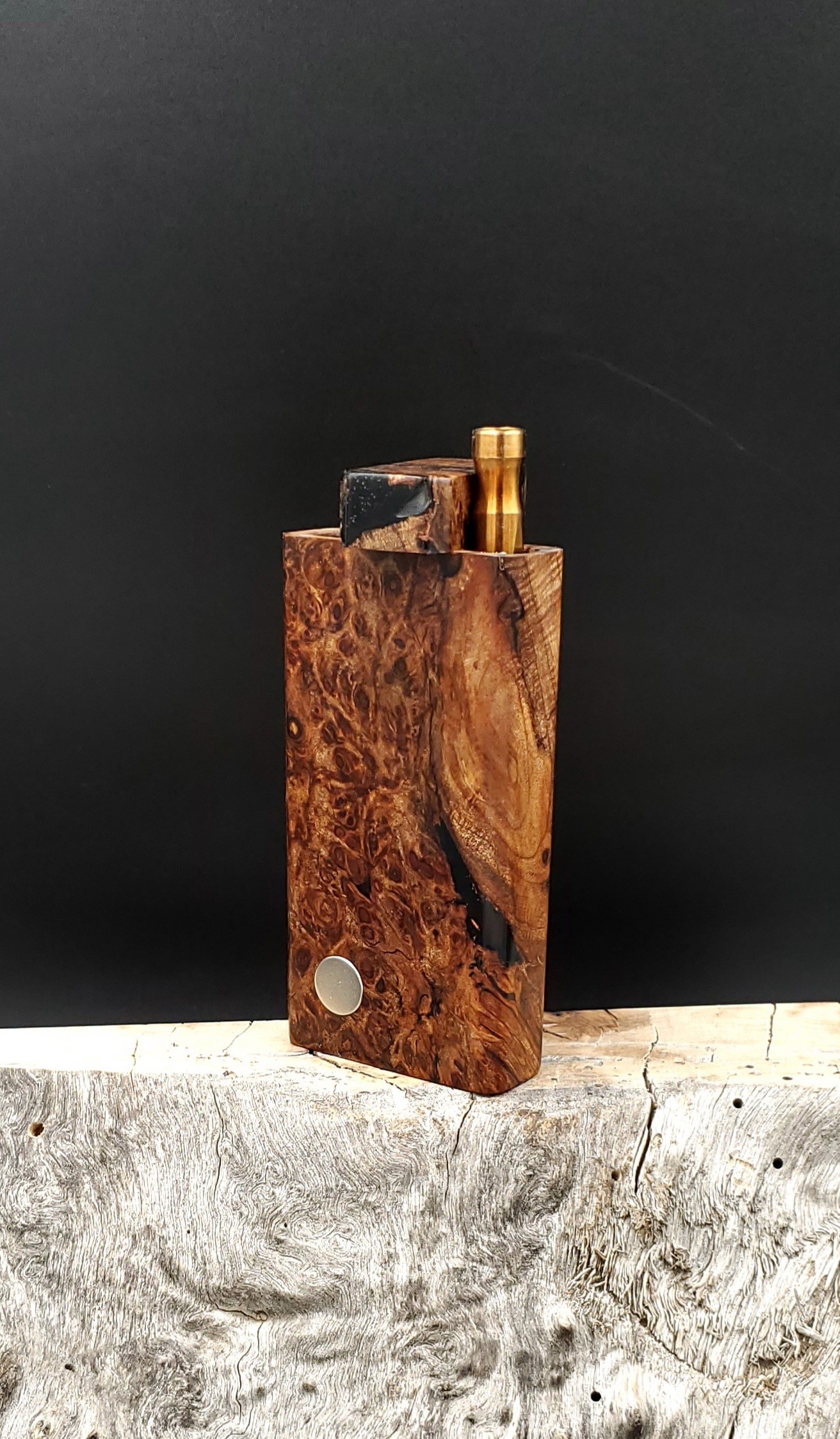 Case for Dynavap – Black Walnut Burl/Resin Hybrid – Dovetail Woodwork