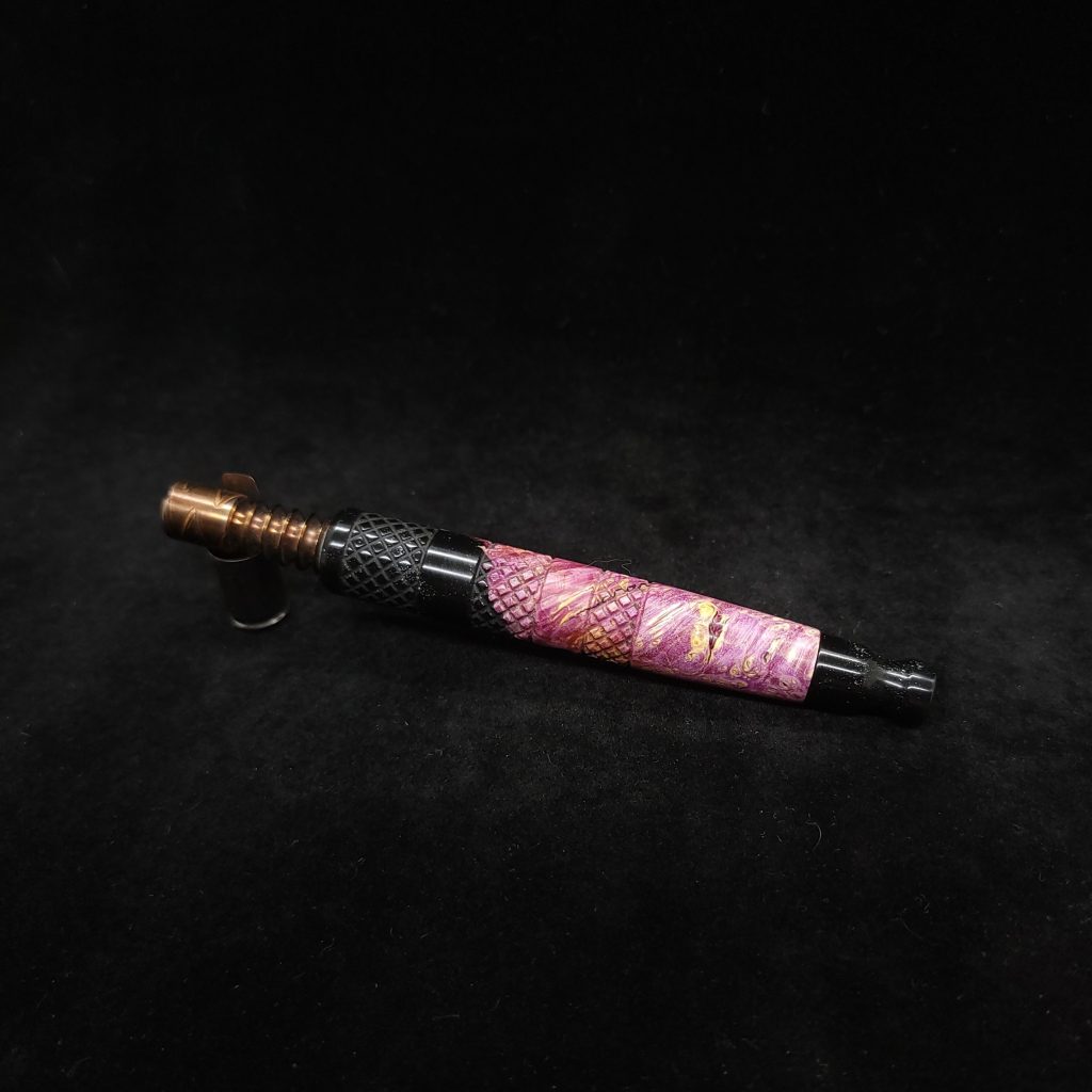 High Class-Knurled XL Dynavap Stem/Metal Black Burl Hybrid + Matching ...